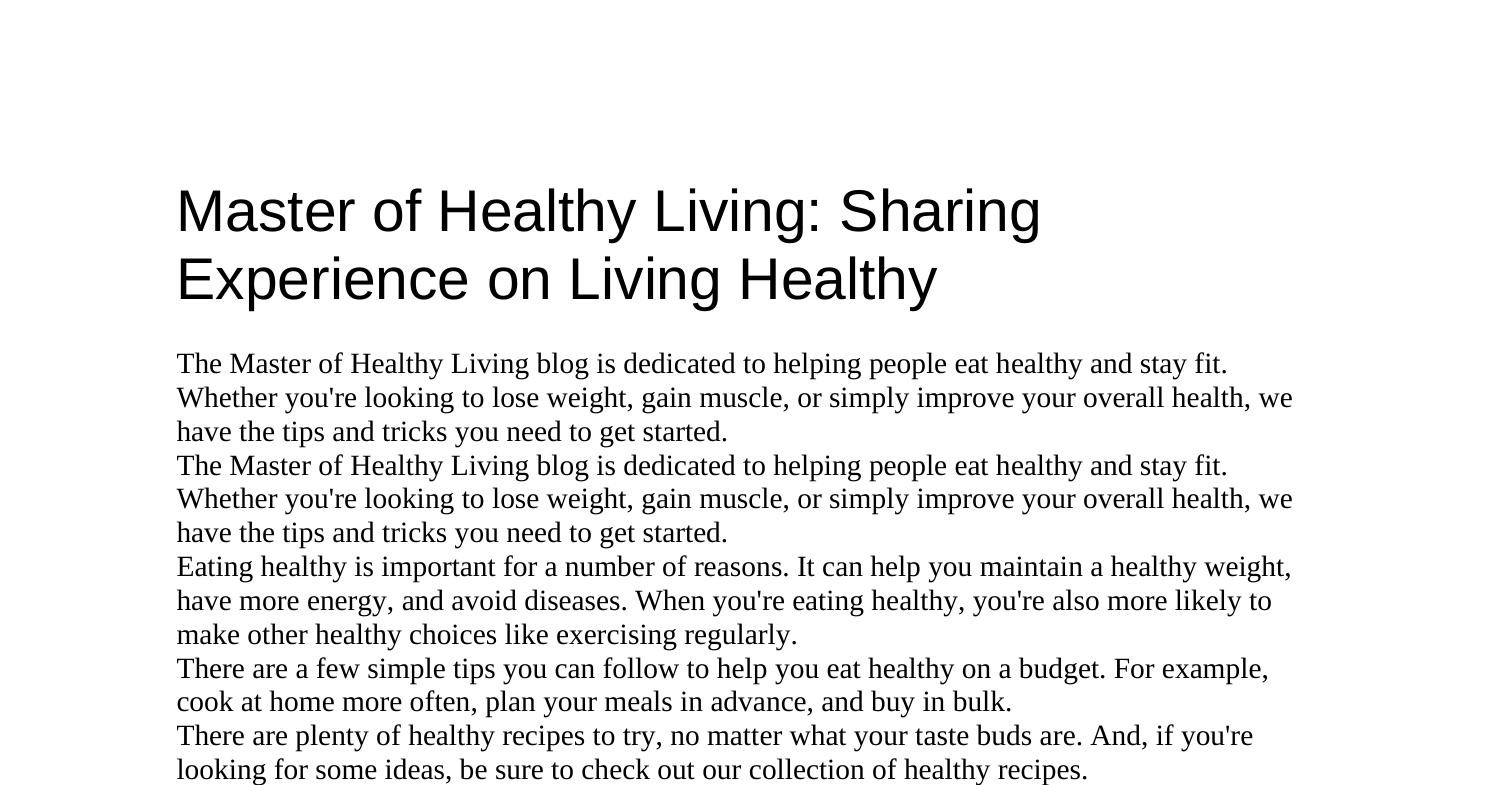 Master of Healthy Living.docx | DocDroid