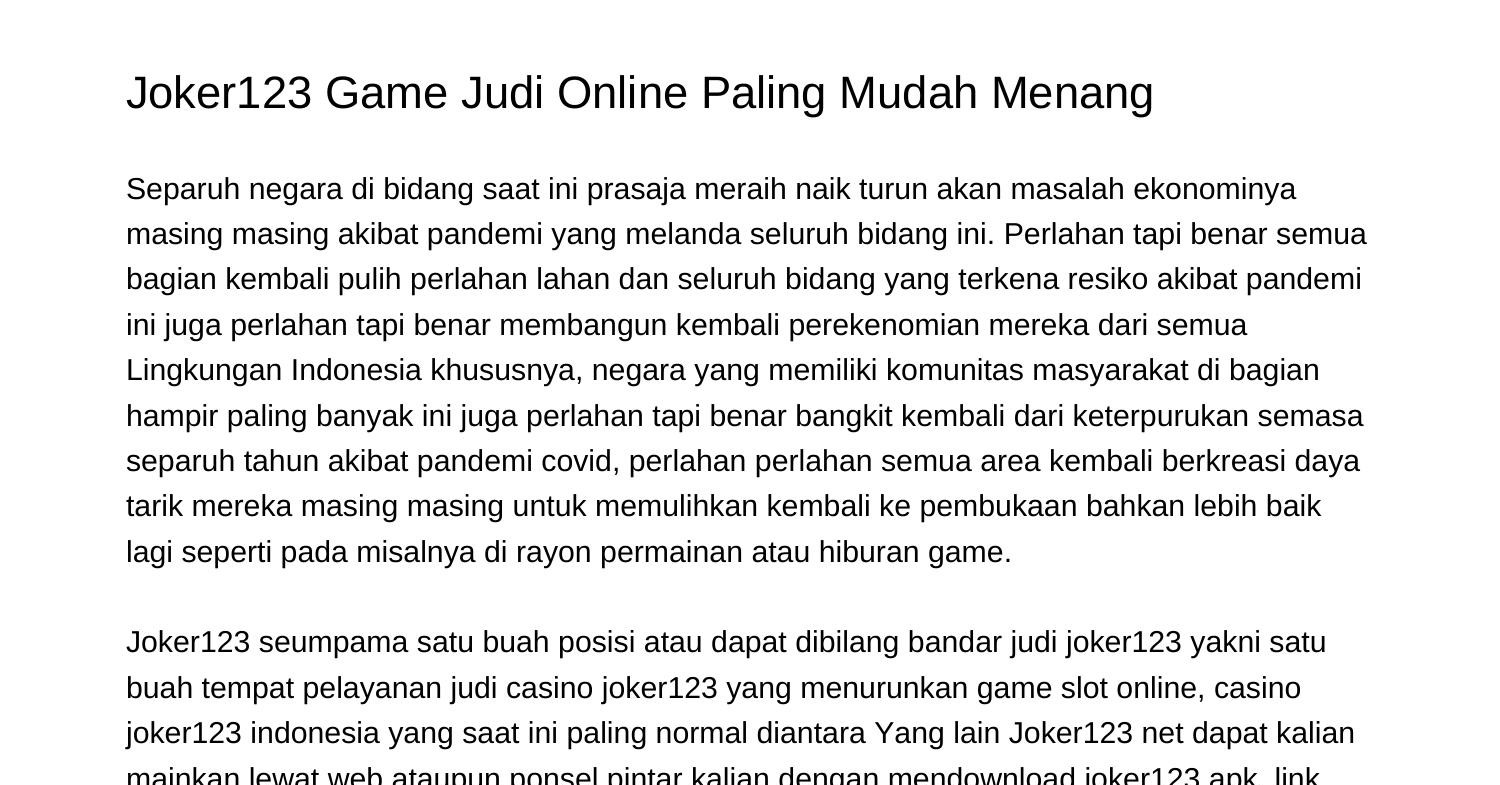 Joker123 Game Judi Online Paling Mudah Menangnvckd.pdf.pdf | DocDroid
