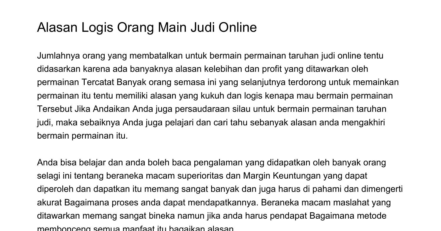 Alasan Logis Orang Main Judi Onlinegjnuy.pdf.pdf | DocDroid