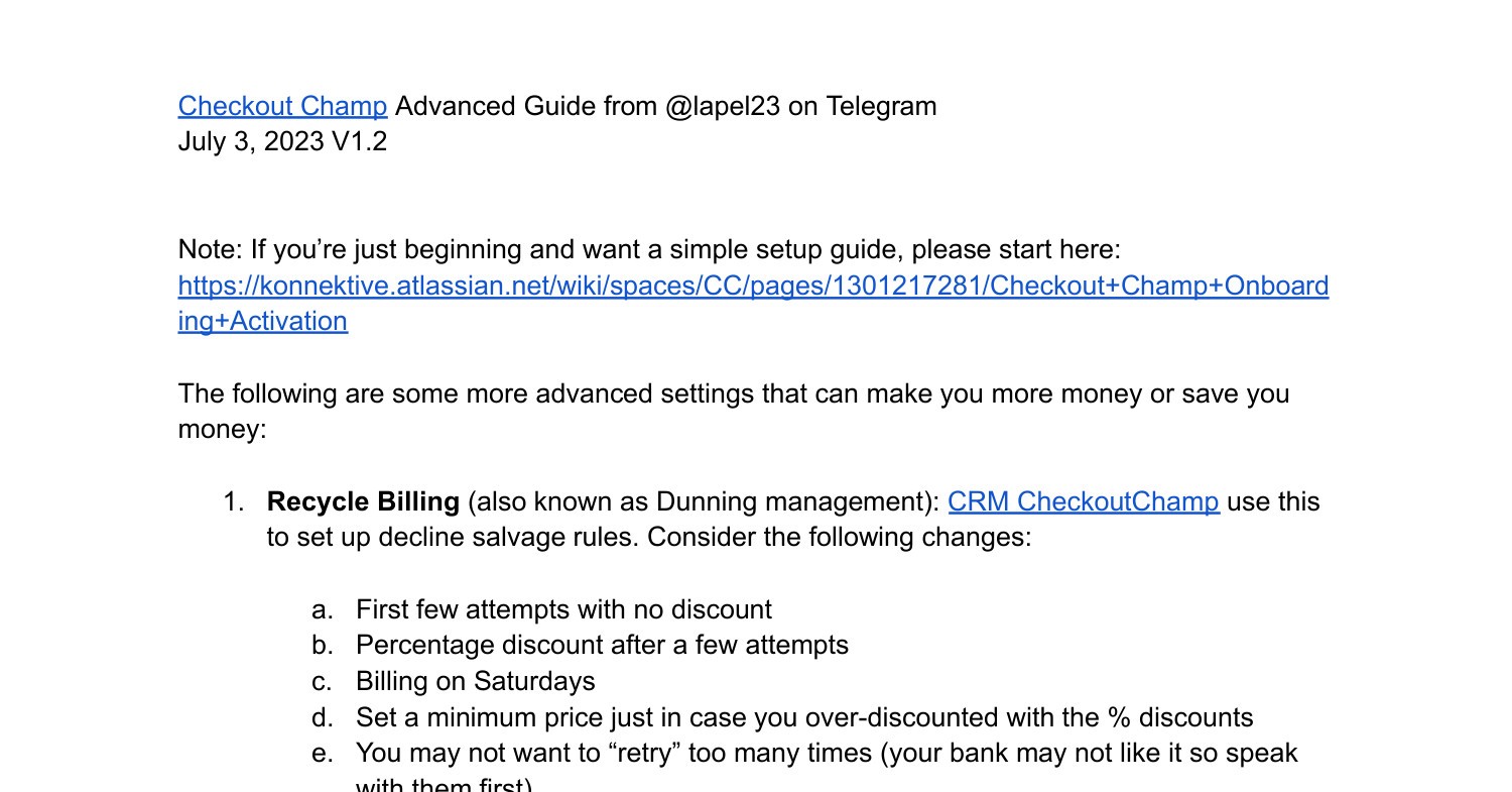 CheckoutChamp Tips_Tricks V1.2 July 1 2023.pdf | DocDroid