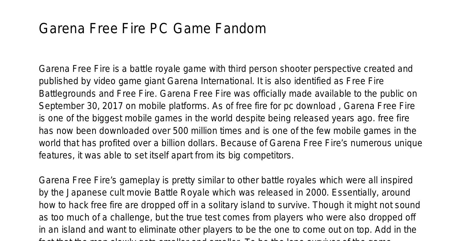 Garena Free Fire PC Game Fandomutxvy.pdf.pdf | DocDroid