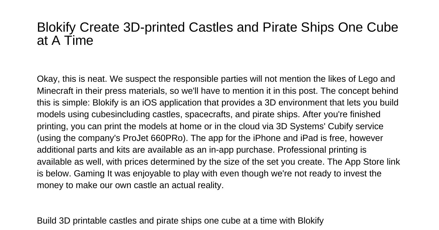 Build 3D Printable Castles and Pirate Ships one Cube at a Time using Blokifylztxt.pdf.pdf | DocDroid
