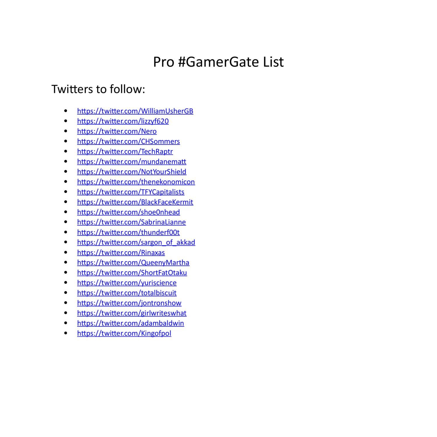 Pro #Gamergate list.docx | DocDroid
