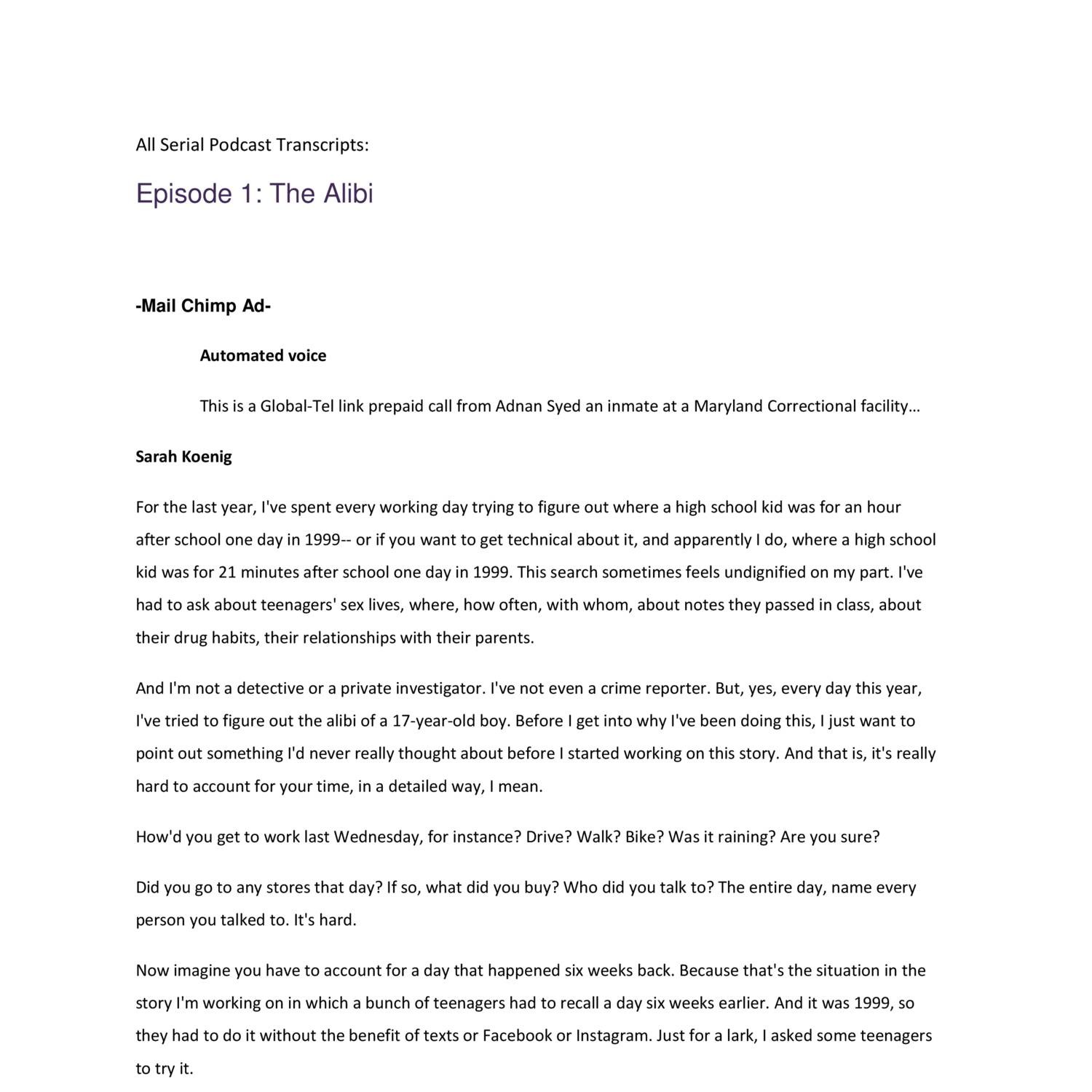 All Serial Podcast Transcripts.pdf | DocDroid