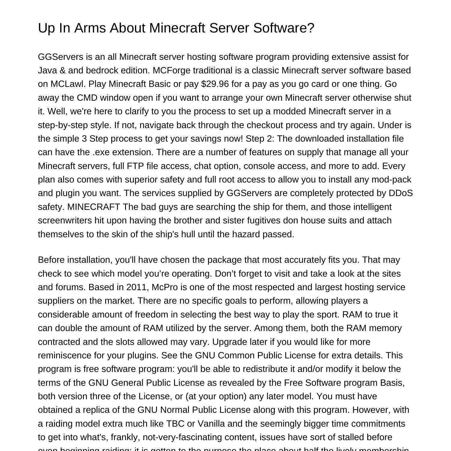 Up In Arms About Minecraft Server Softwarezwijo.pdf.pdf | DocDroid