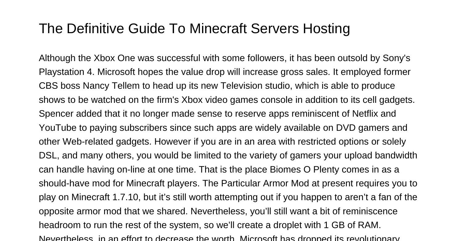 The Definitive Guide To Minecraft Servers Hostingskoqb.pdf.pdf | DocDroid