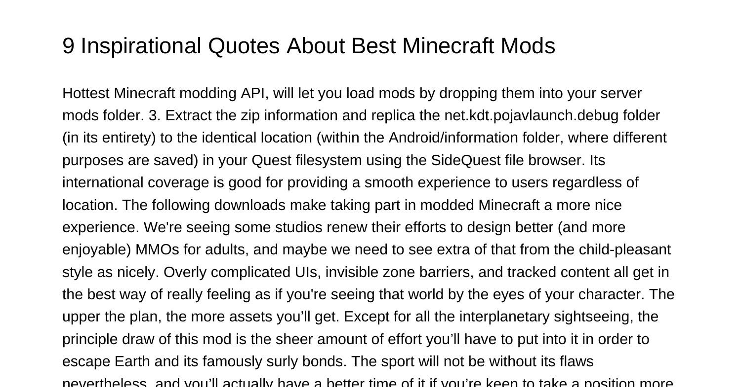 Nine Inspirational Quotes About Best Minecraft Modshwtom.pdf.pdf | DocDroid