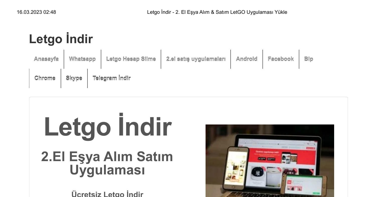 Letgo İndir - 2. El Eşya Alım & Satım LetGO Uygulaması Yükle.pdf | DocDroid