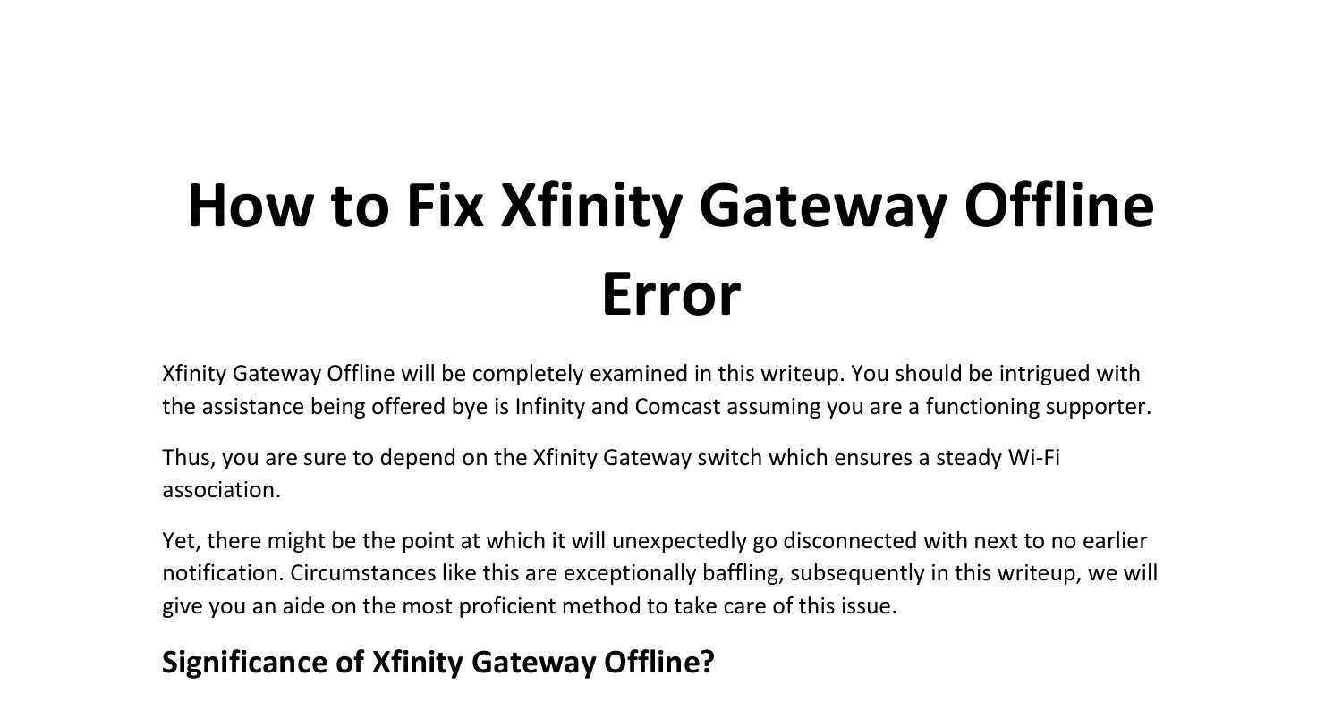 How to Fix Xfinity Gateway Offline Error.pdf | DocDroid