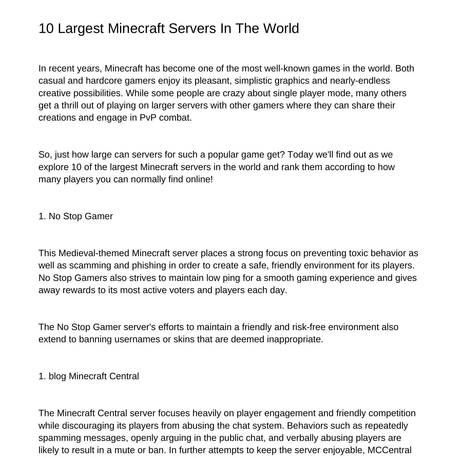 10 Largest Minecraft Servers In The Worldbsrvl.pdf.pdf | DocDroid