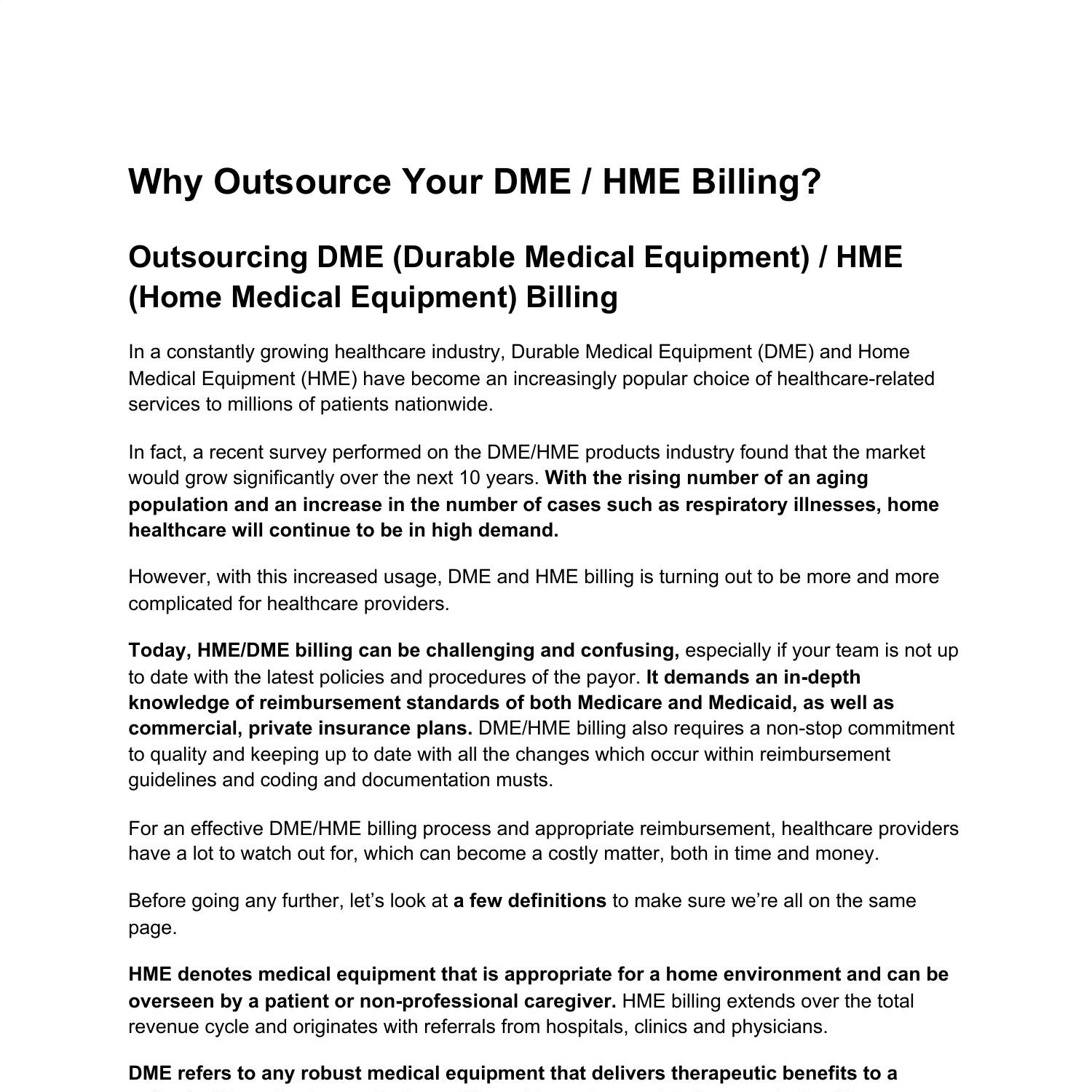 Why Outsource Your DME / HME Billing.pdf | DocDroid