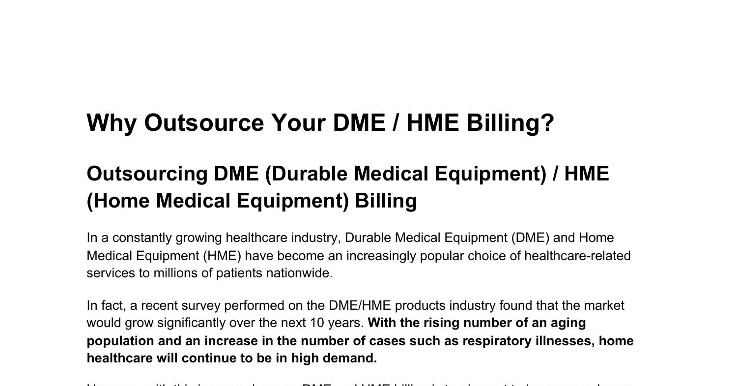 Why Outsource Your DME / HME Billing.pdf | DocDroid