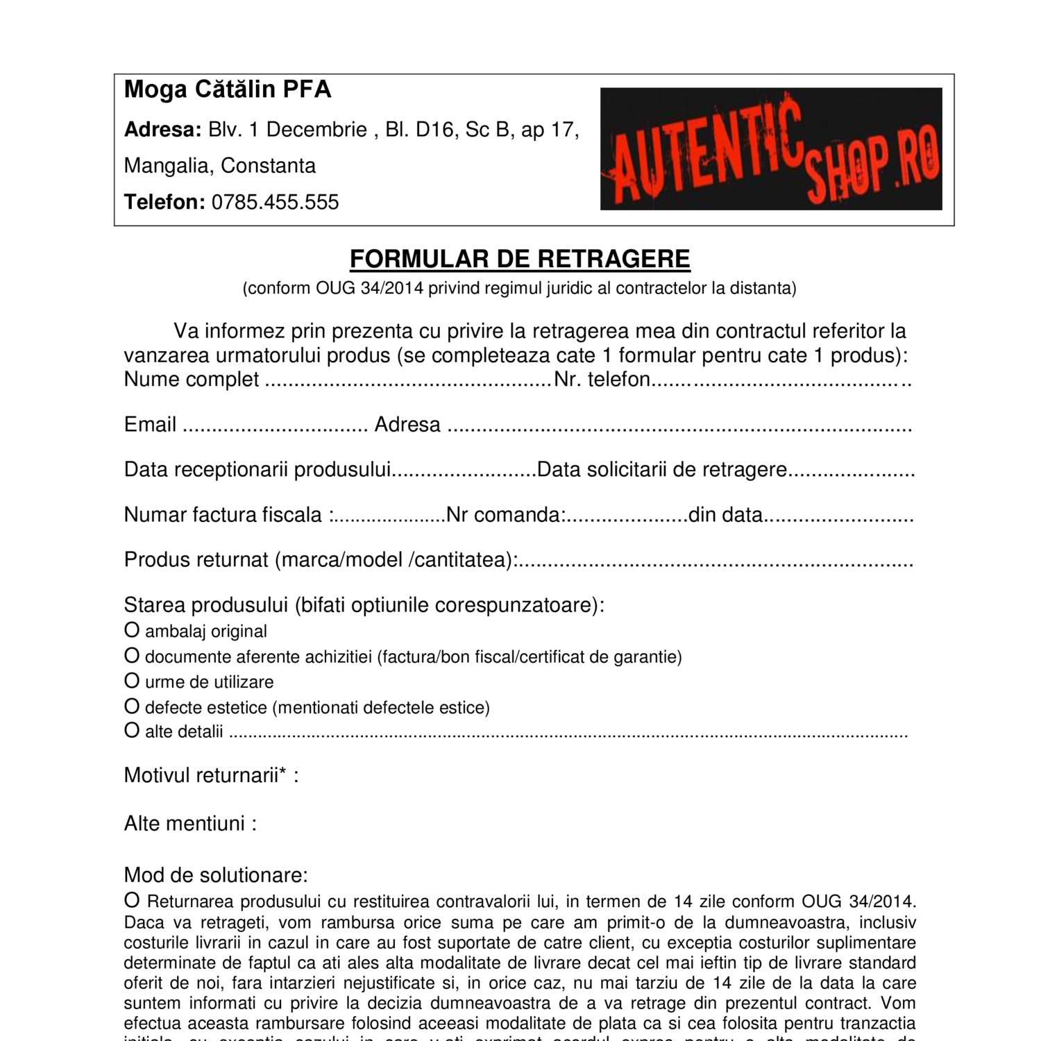 Formular de retur - autenticshop.ro.pdf | DocDroid