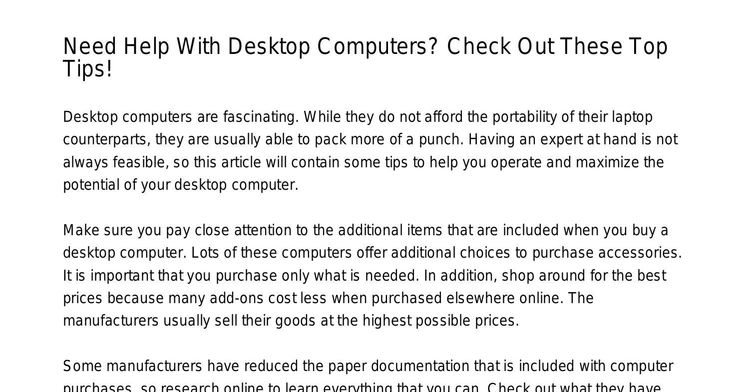 Need Help With Desktop Computers Check Out These Top Tipszawvs.pdf.pdf ...