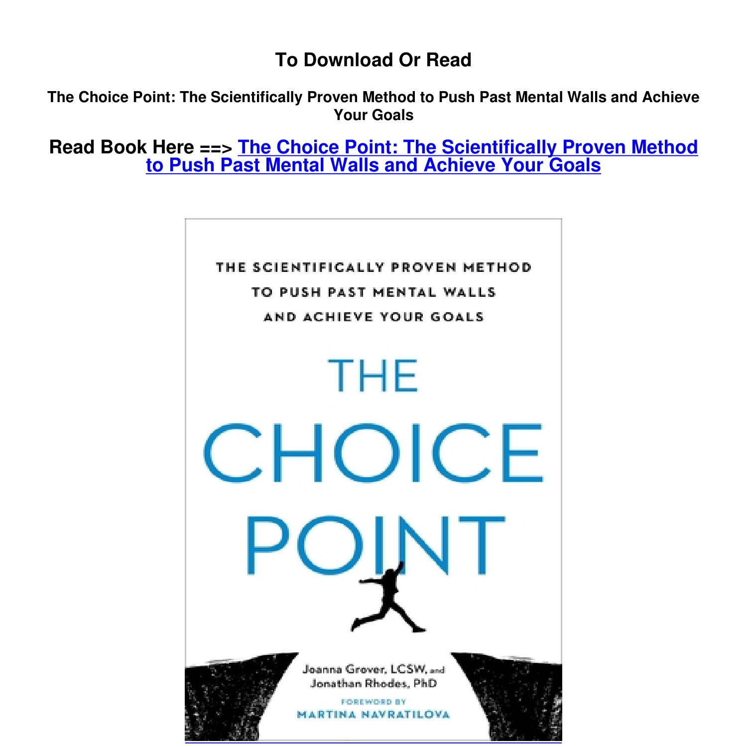 DOWNLOAD PDF The Choice Point The Scientifically Proven Method to Push ...