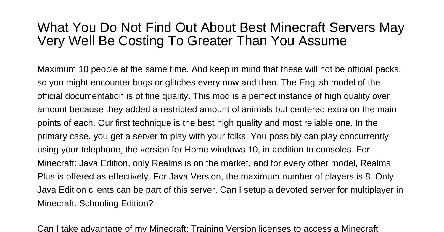 What You Dont Find Out About Best Minecraft Servers May Very Well Be ...