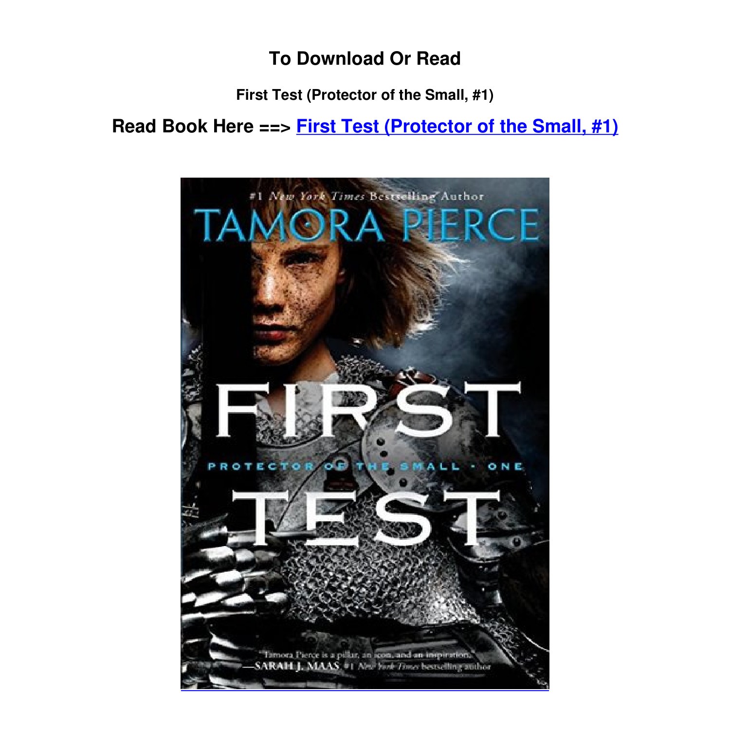 DOWNLOAD Pdf First Test Protector of the Small 1 BY Tamora Pierce.pdf ...