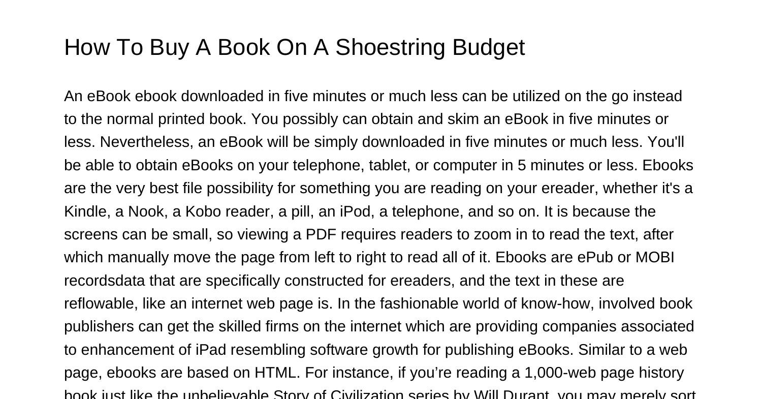 How To Buy A Book On A Shoestring Financesuzdks.pdf.pdf | DocDroid