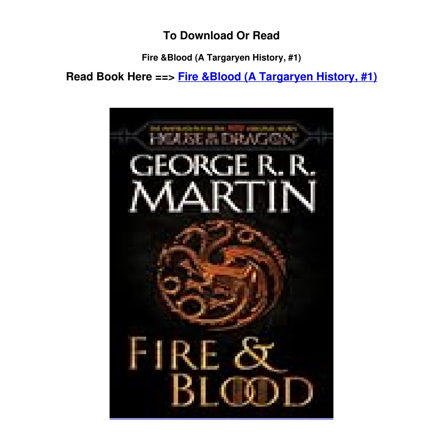 ePub Download Fire Blood A Targaryen History 1 BY George R R Martin.pdf ...