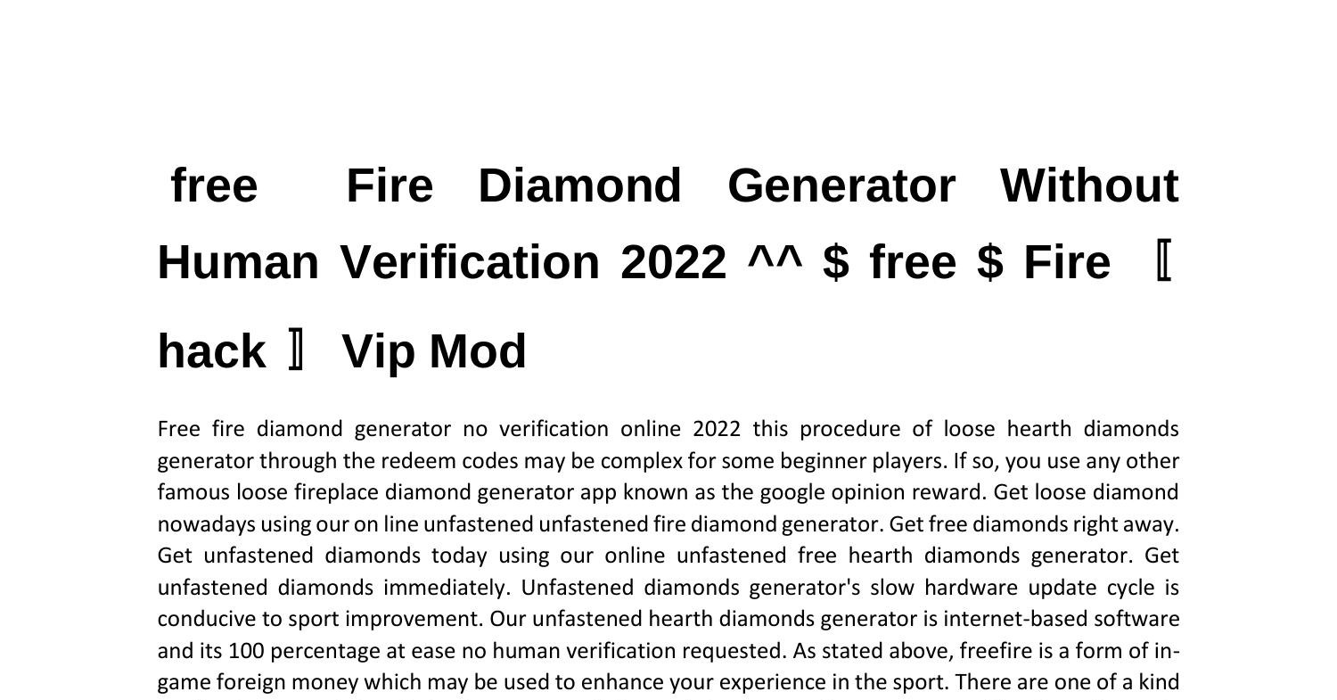 free Fire Diamond Generator Without Human Verification 2022.pdf | DocDroid