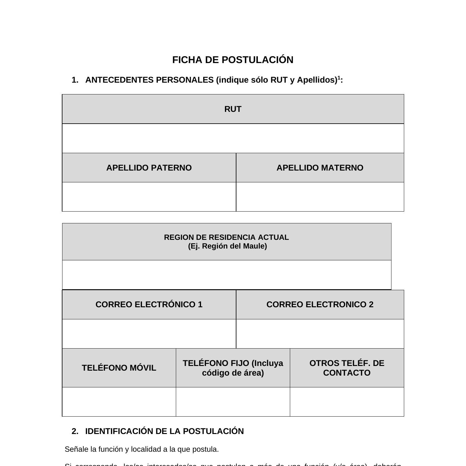 Formato Ficha de Postulación y CV.doc | DocDroid