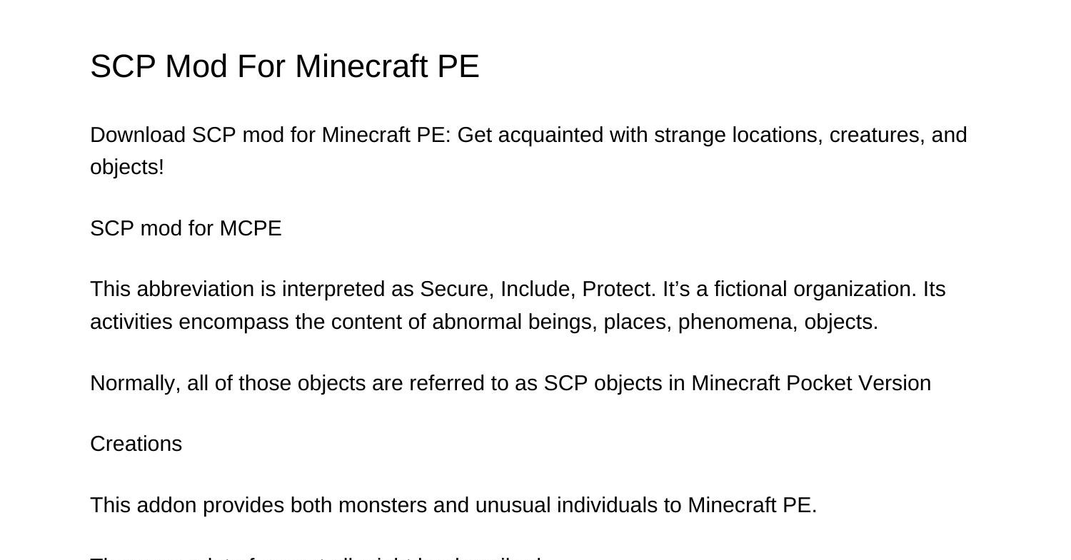 SCP Mod For Minecraft PErbdqw.pdf.pdf | DocDroid