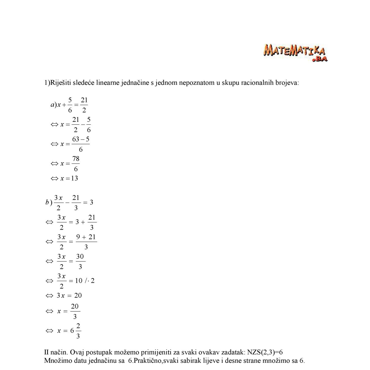 Linearne jednacine - zadaci i rješenja 2.pdf | DocDroid