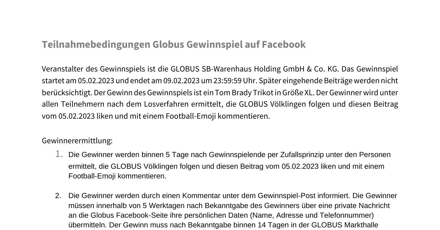 01_Vorlage_Teilnahmebedingungen XX_Globus Gewinnspiel.pdf | DocDroid