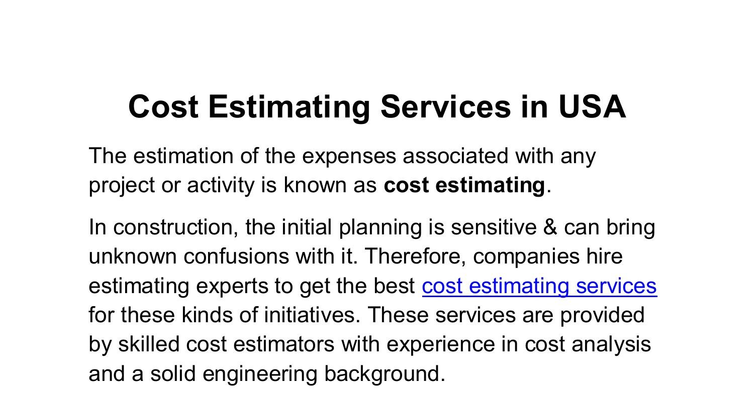 Cost Estimating Services in USA.pdf | DocDroid