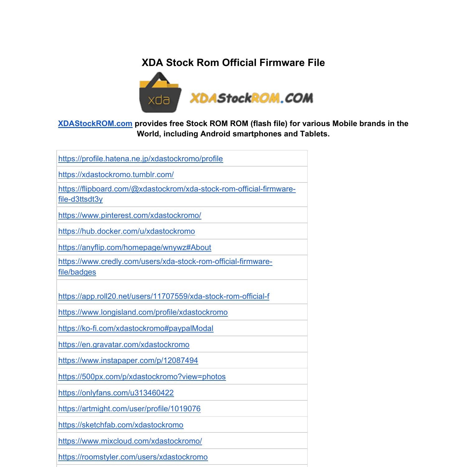 XDA Stock Rom Official Firmware File.docx | DocDroid