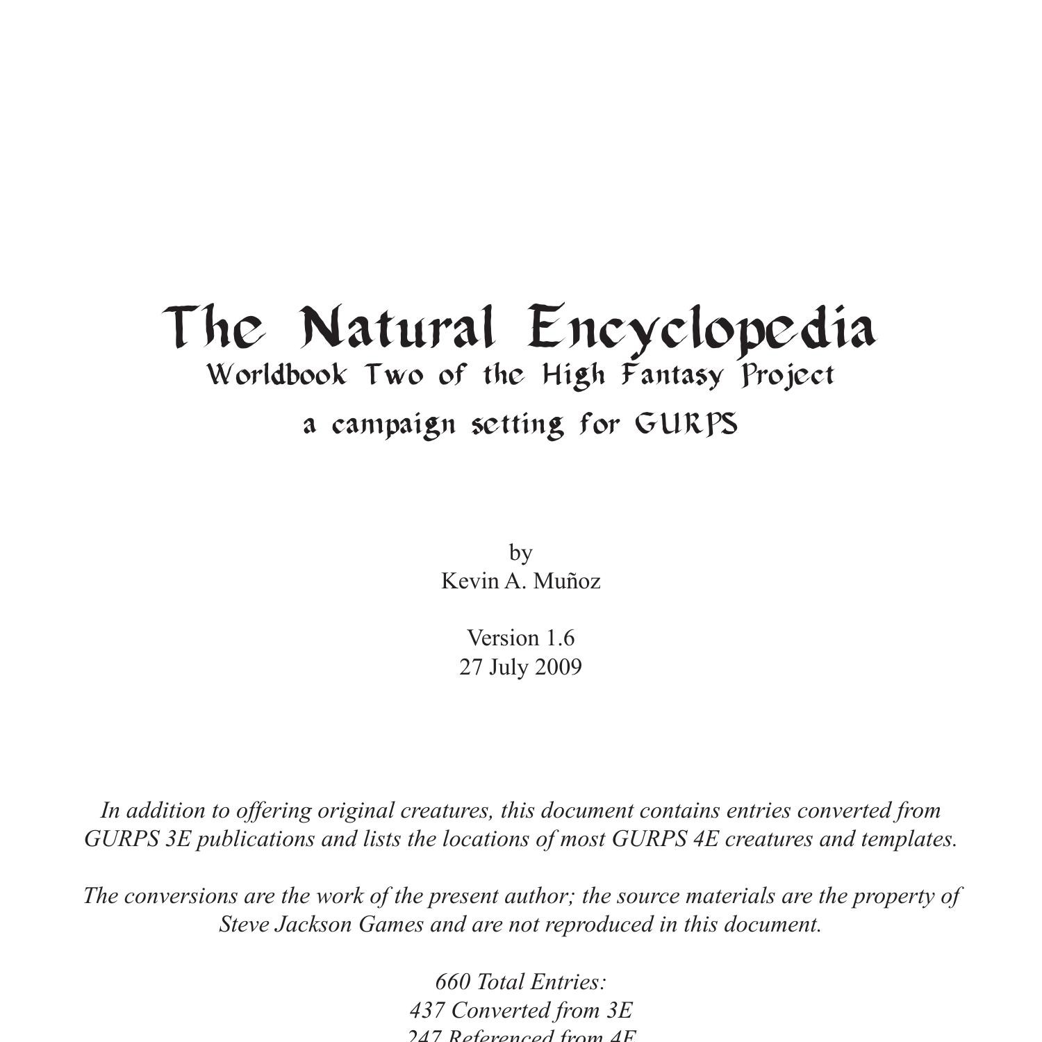 GURPS 4E - The Natural Encyclopedia (HB).pdf | DocDroid