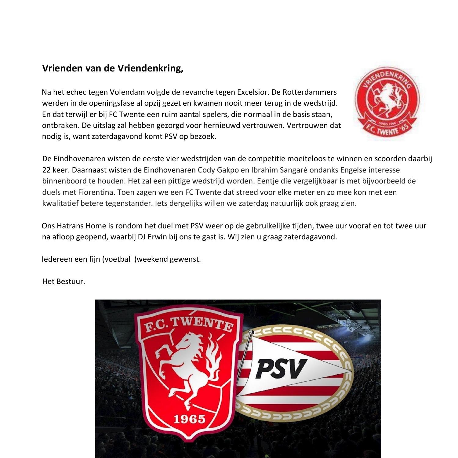 Nieuwsbrief FC Twente - PSV.pdf | DocDroid