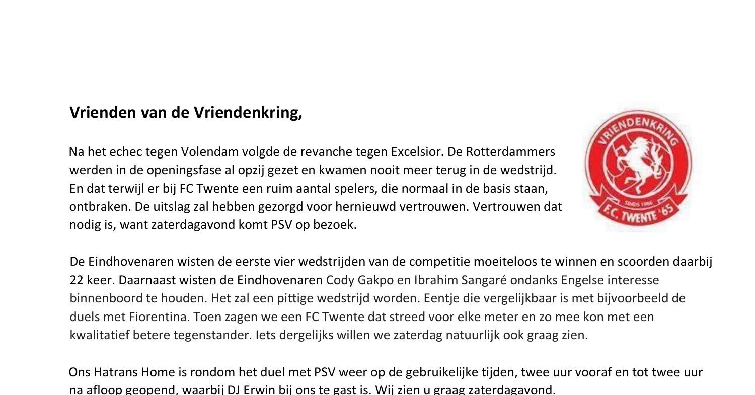 Nieuwsbrief FC Twente - PSV.pdf | DocDroid