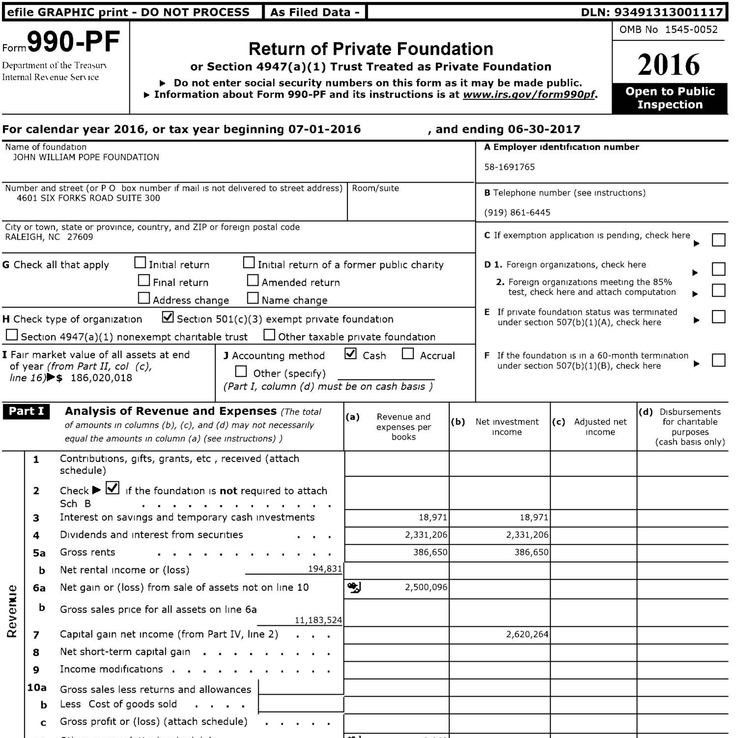 John William Pope Foundation 2016 990 form.pdf | DocDroid