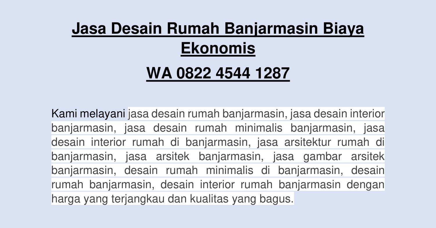 Jasa Desain Rumah Banjarmasin Biaya Ekonomis Pdf Docdroid