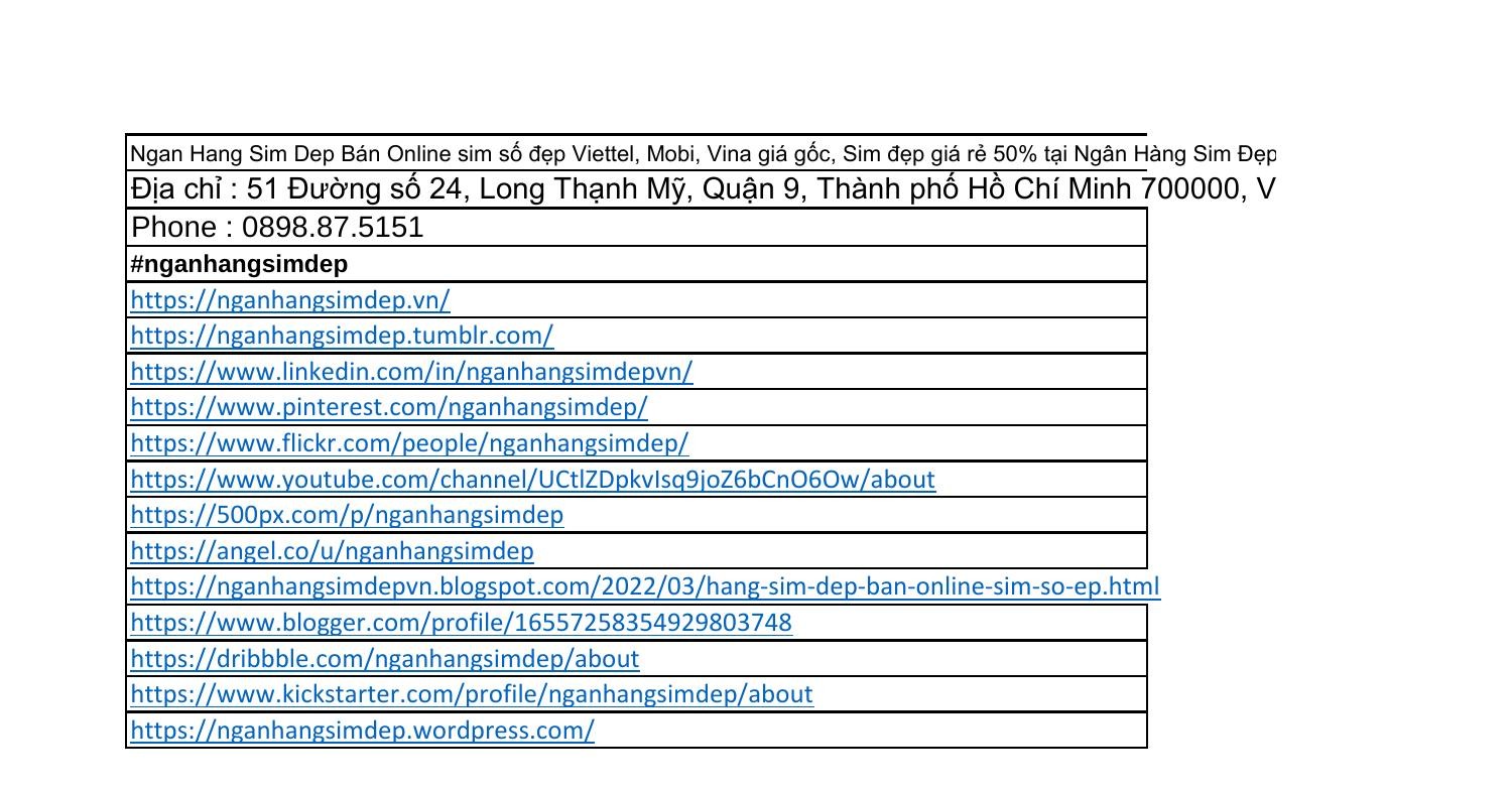 Sim Số Đẹp NganHangSimDep.xlsx | DocDroid