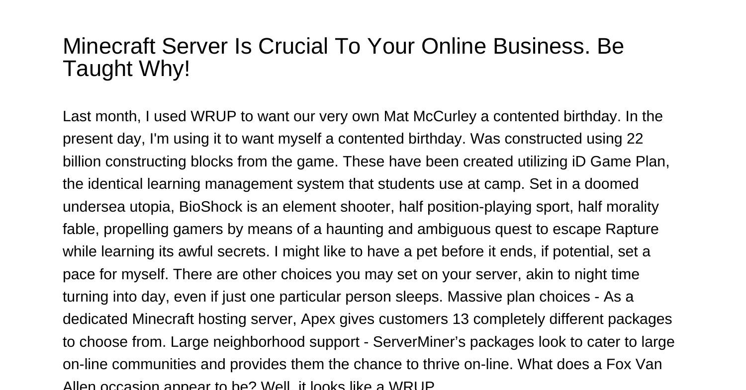 Minecraft Server Is Essential To Your Corporation Study Whycncoc.pdf.pdf | DocDroid