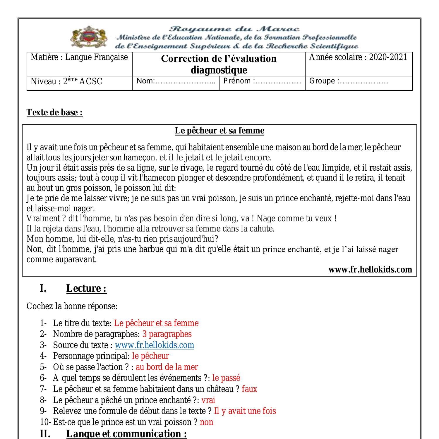 correction de la l'évaluation diagnostique 2éme année collège.pdf | DocDroid