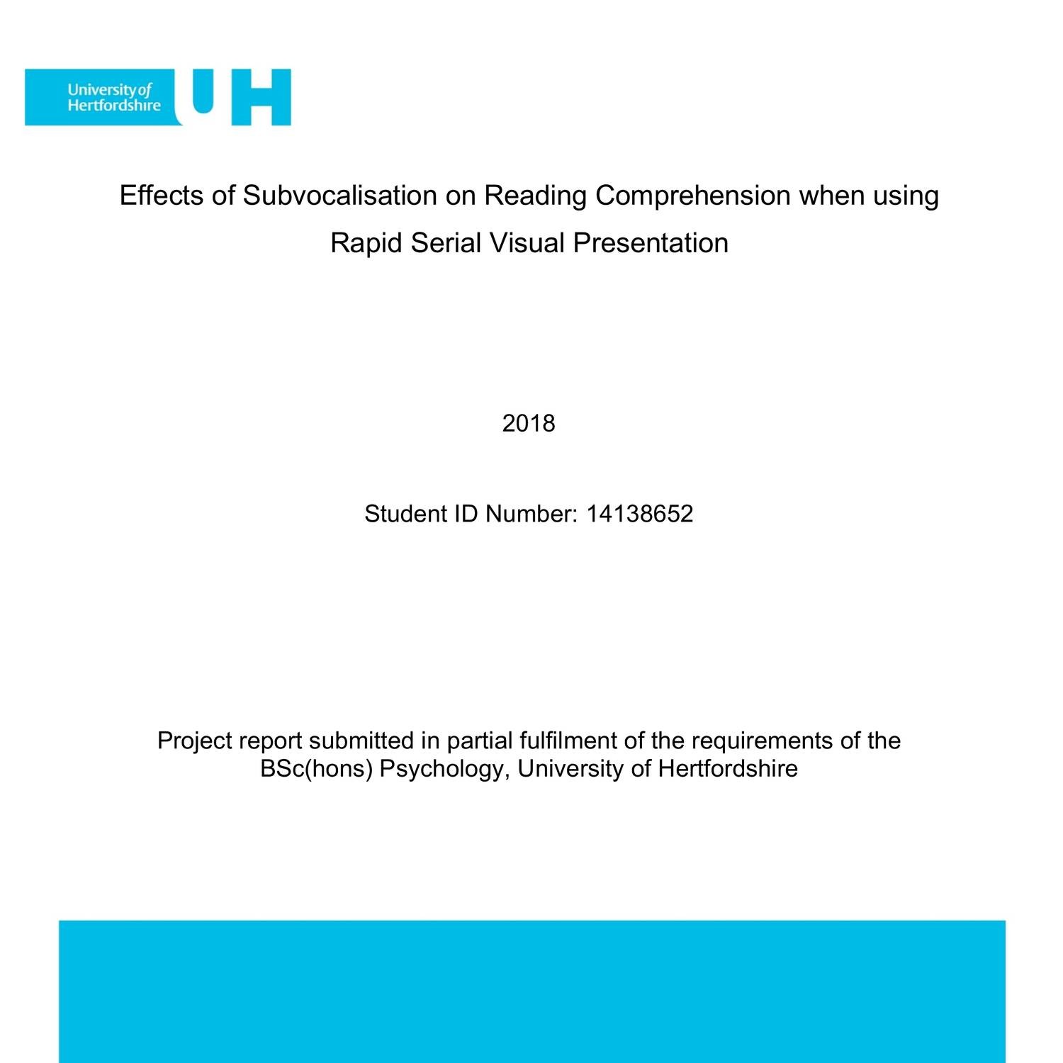 Effects of subvocalisation on reading comprehension when using rapid ...