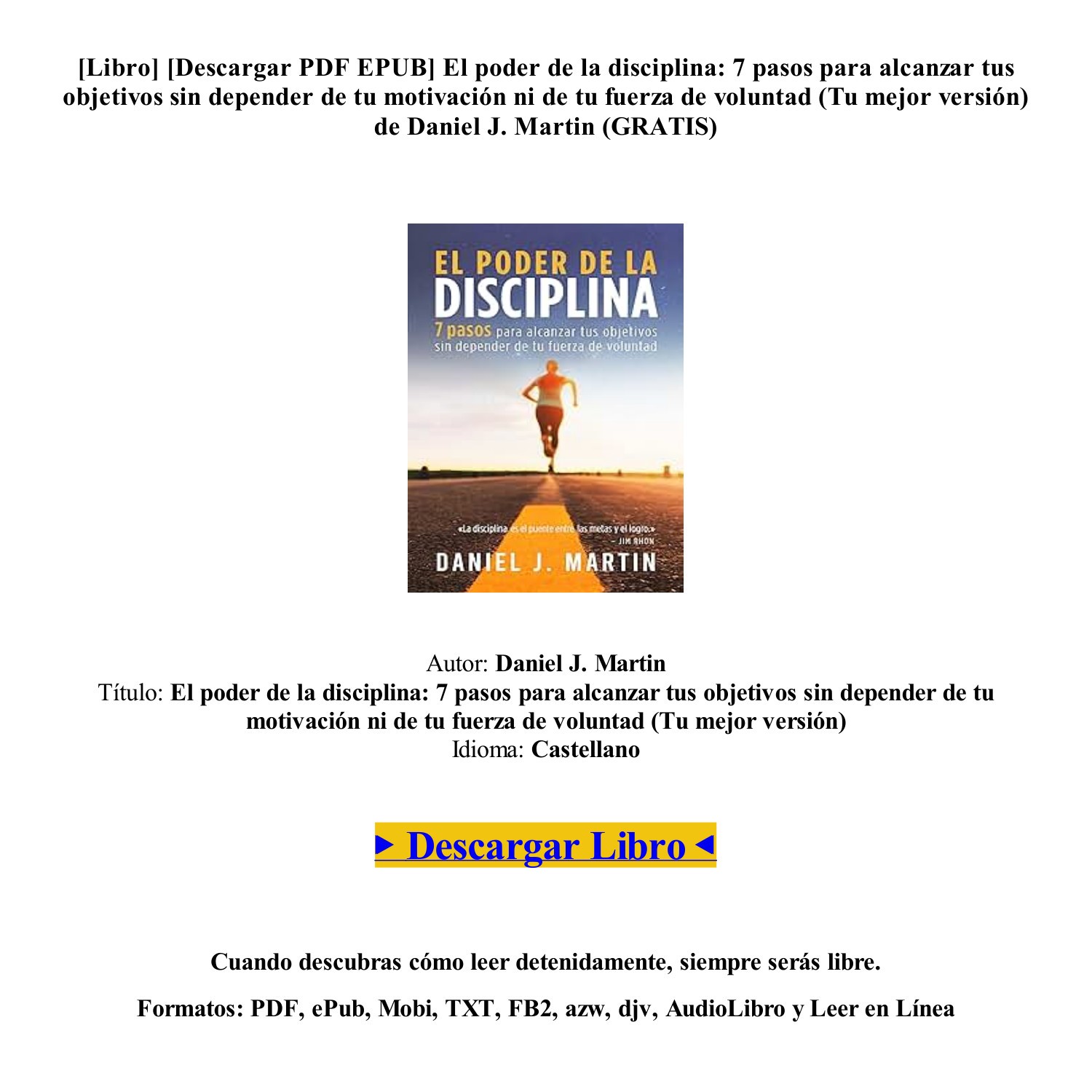 [LIBRO] Descargar El poder de la disciplina de Daniel J. Martin (PDF ...