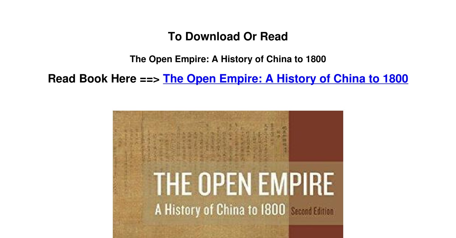 EPUB DOWNLOAD The Open Empire A History of China to 1800 By Valerie ...