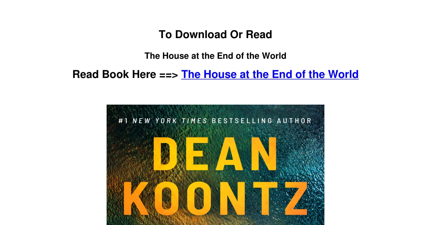 EPUB Download The House at the End of the World By Dean Koontz.pdf ...
