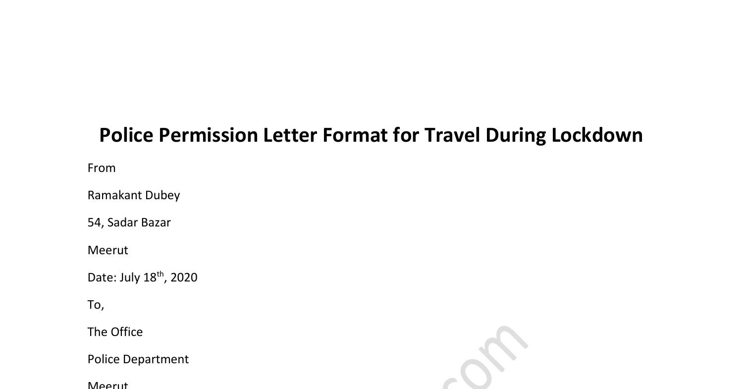 police permission letter to travel during lockdown.docx | DocDroid