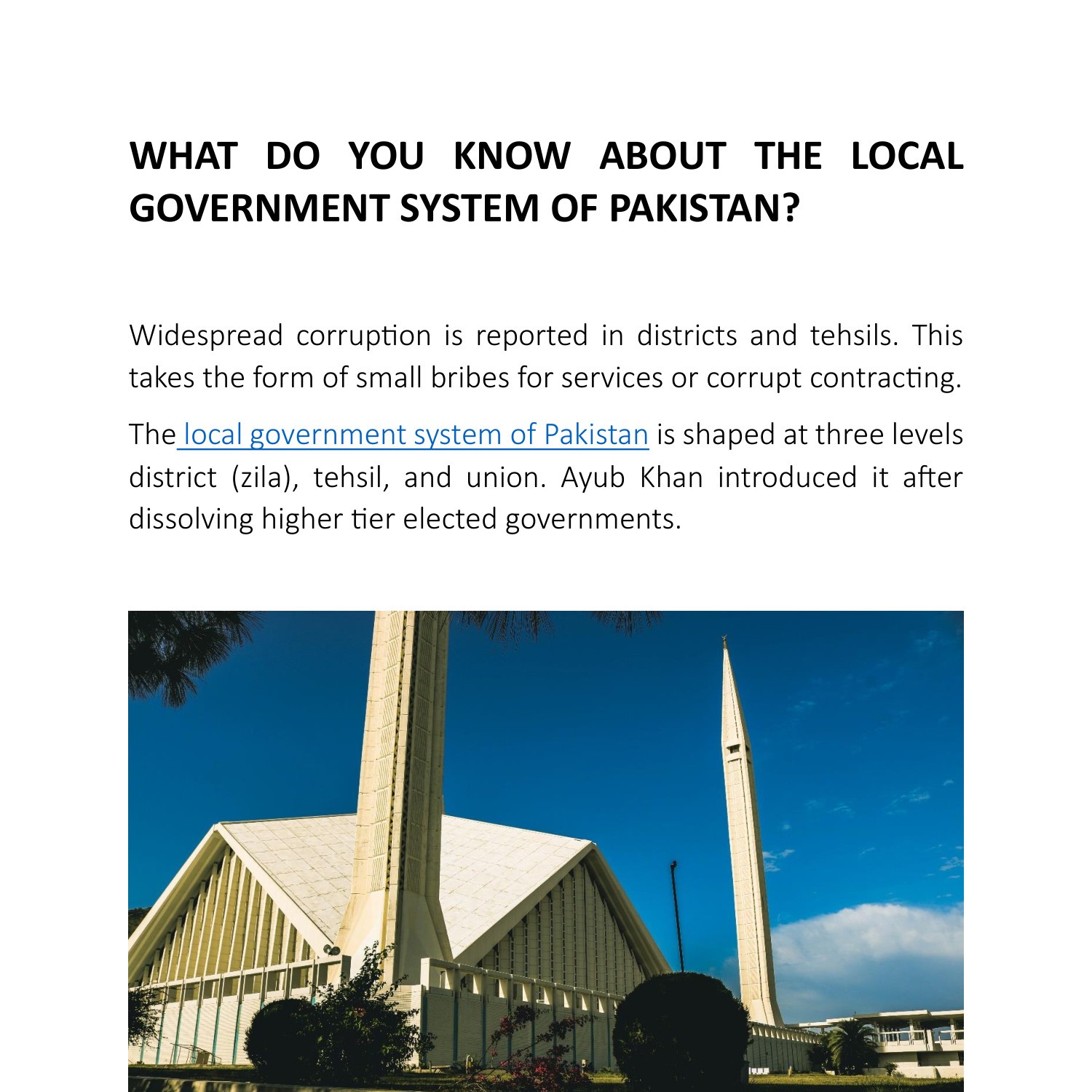 WHAT DO YOU KNOW ABOUT THE LOCAL GOVERNMENT SYSTEM OF PAKISTAN.pdf ...