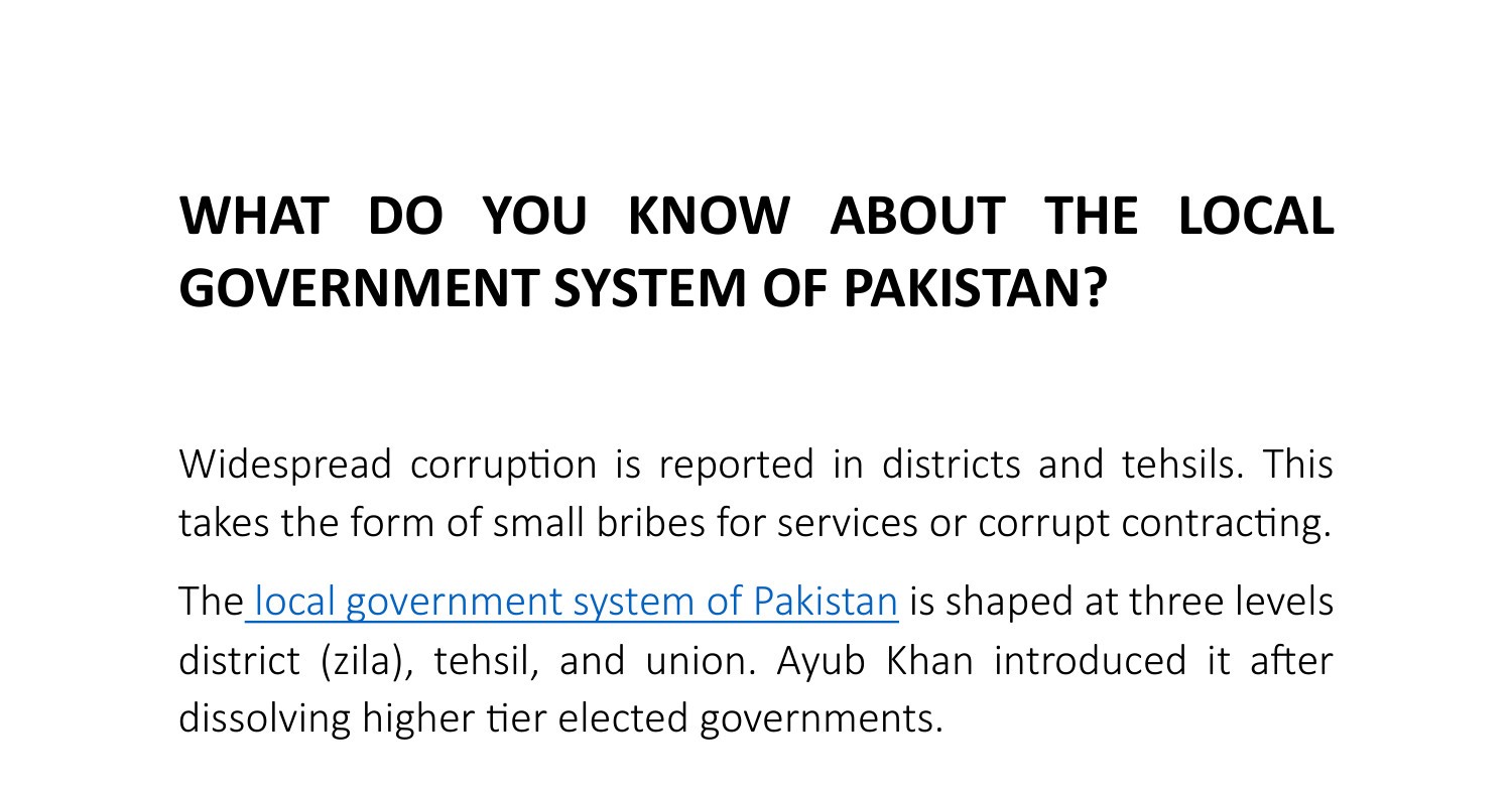 WHAT DO YOU KNOW ABOUT THE LOCAL GOVERNMENT SYSTEM OF PAKISTAN.pdf ...