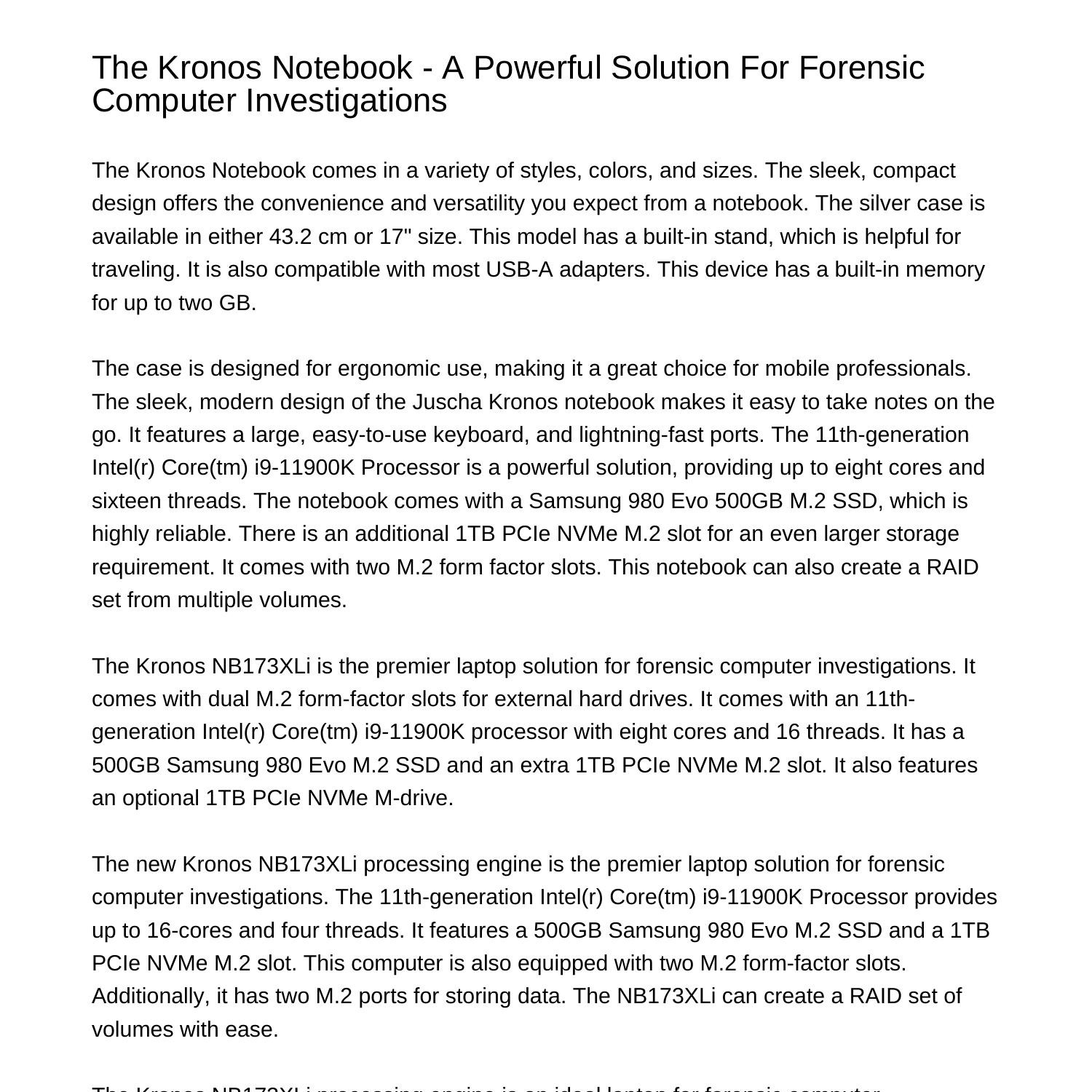 The Kronos Notebook A Powerful Solution For Forensic Computer Investigationsgilkk.pdf.pdf | DocDroid