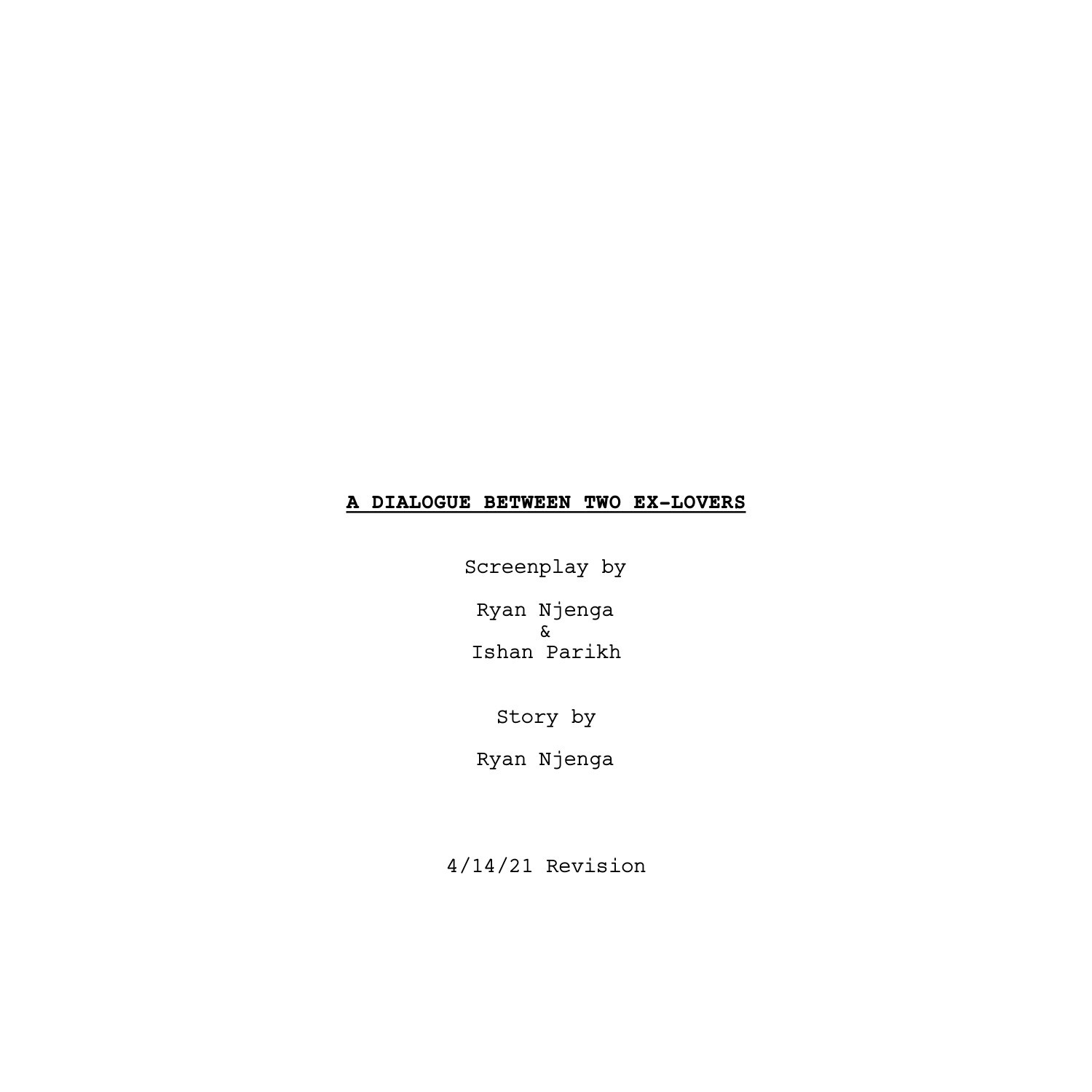 A DIALOGUE BETWEEN TWO EX-LOVERS - SHOOTING SCRIPT.pdf | DocDroid