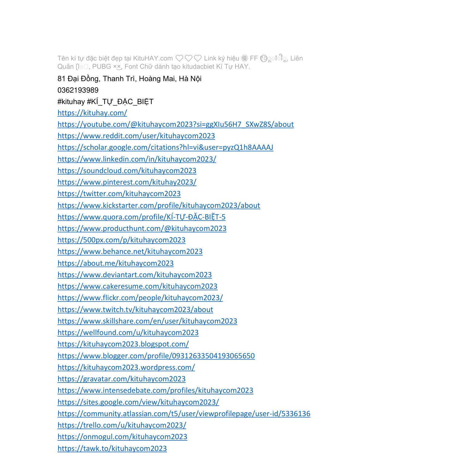 Tên kí tự đặc biệt đẹp tại KituHAY.docx | DocDroid