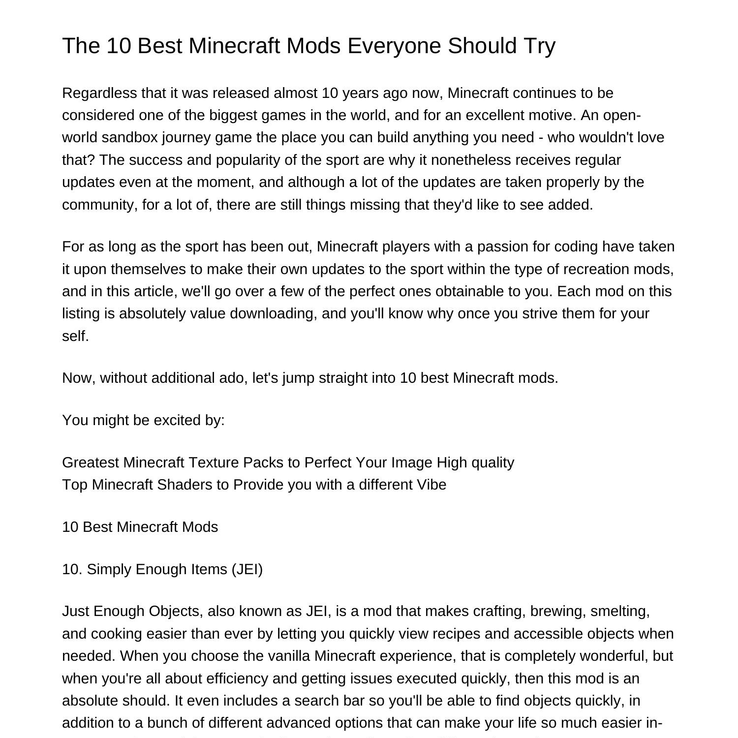 The 10 Best Minecraft Mods Everyone Should Trymqelg.pdf.pdf | DocDroid
