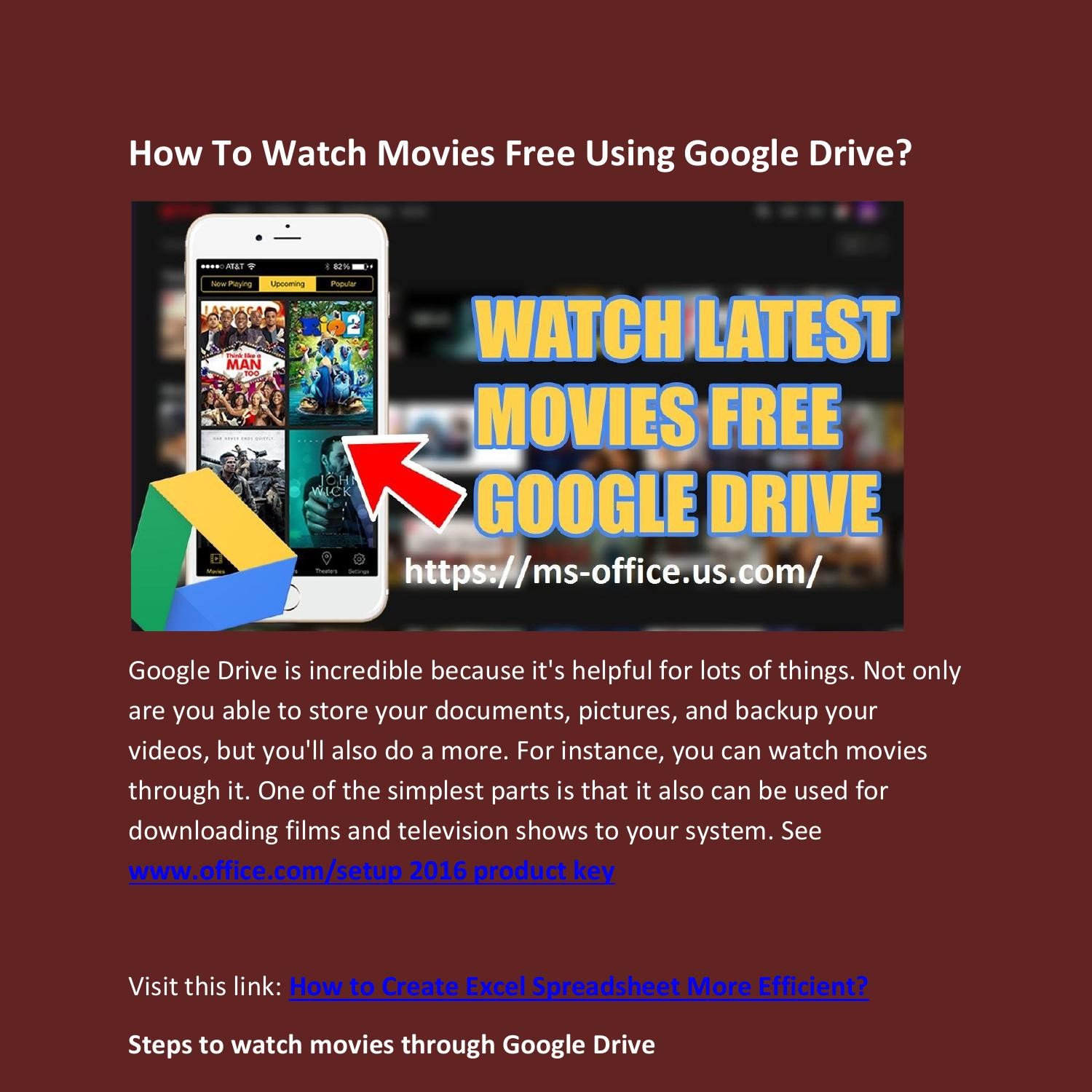 How To Watch Movies Free Using Google Drive.docx | DocDroid